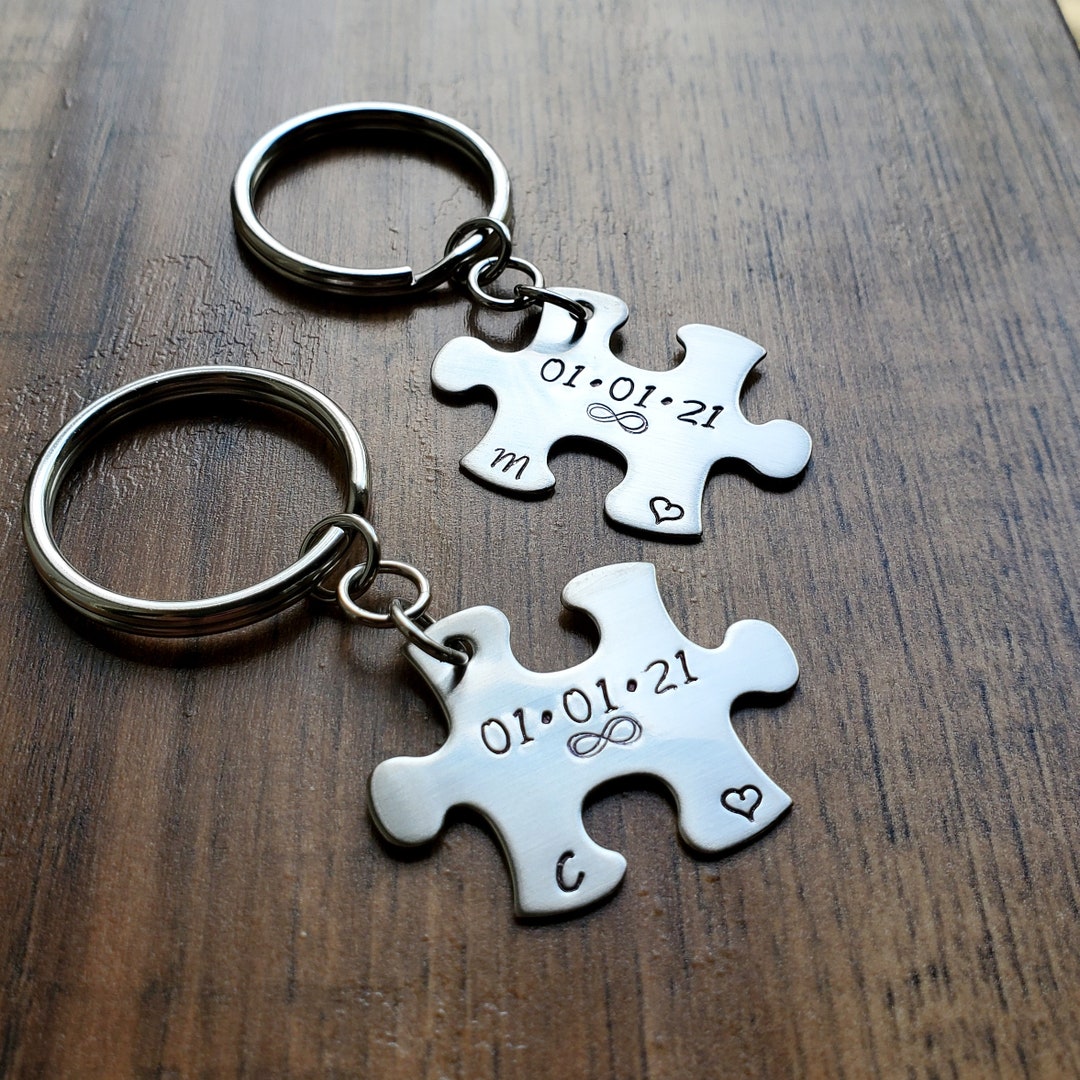 Anniversary Gift for Him, Puzzle Piece Keychains, Couples Gift ...