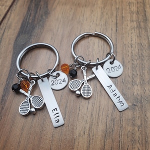 Hand Stamped Personalized Tennis Keychain, Tennis Team Gifts, Tennis ...