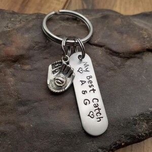 My Best Catch Keychain - My Best Catch Baseball Keychain - Anniversary ...