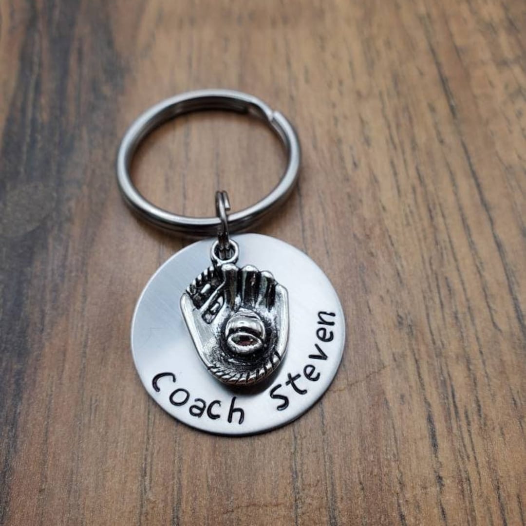 Hand Stamped Personalized Baseball Coach Keychain - Coach Gifts ...