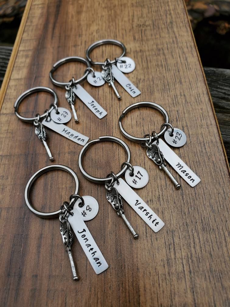 Hand Stamped Personalized Lacrosse Keychain Boys Lacrosse - Etsy