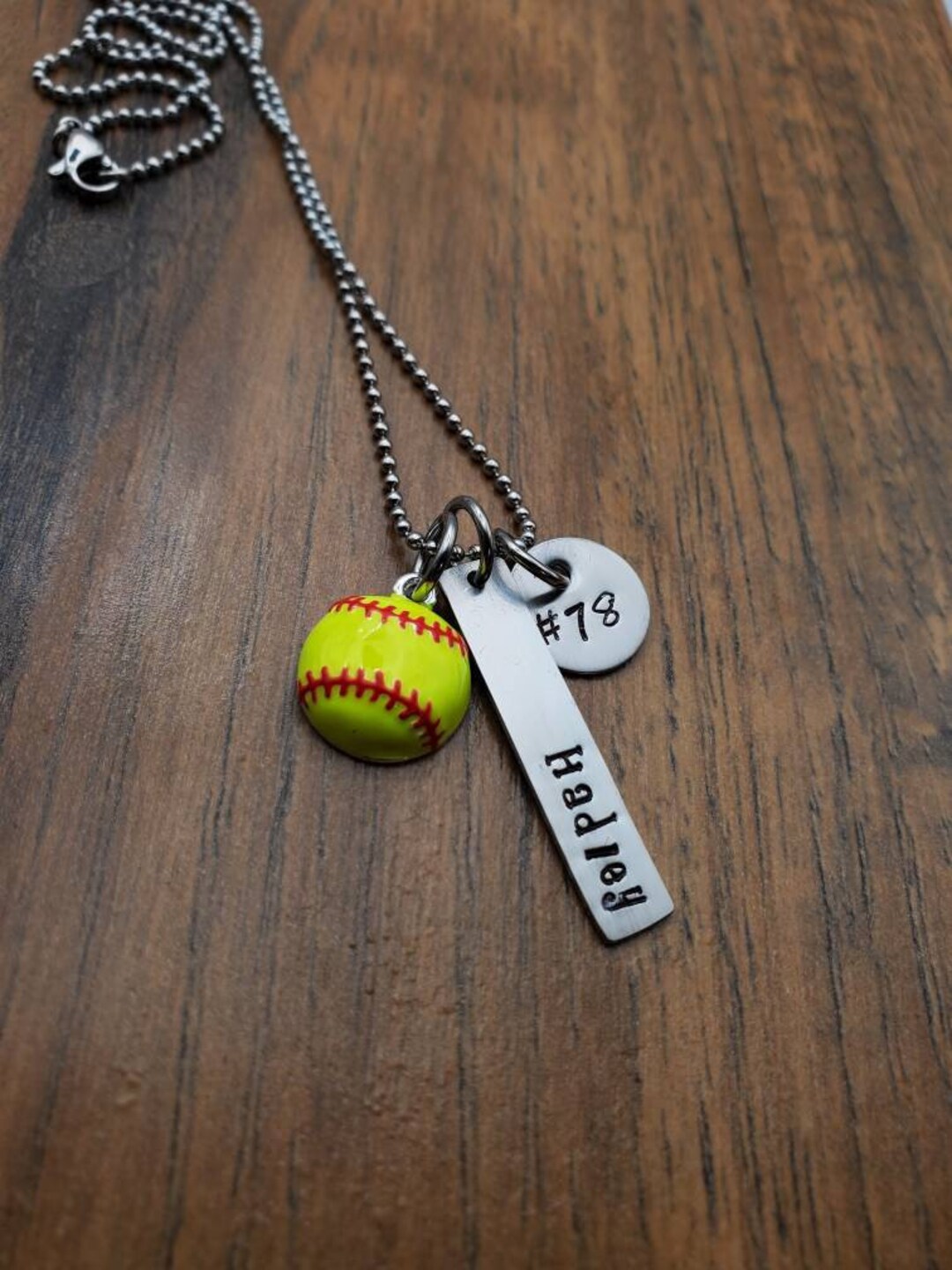 Personalized Softball Necklace - Softball Team Gifts - Softball Senior ...
