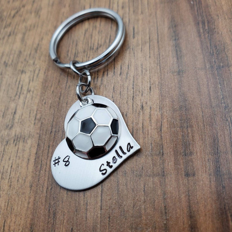 Hand Stamped Personalized Soccer Keychain Girls Soccer Gift - Etsy