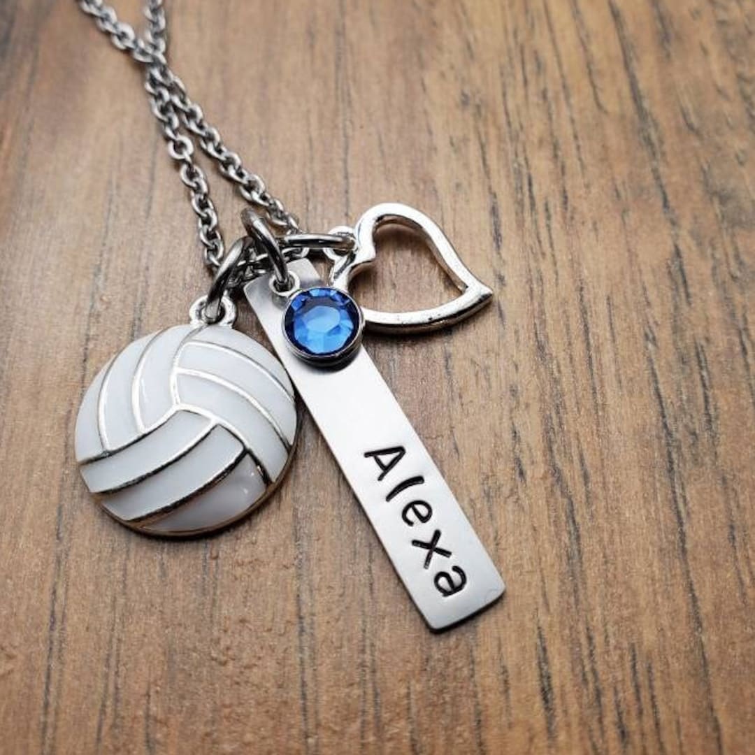 Personalized Volleyball Necklace, Girls Volleyball Gifts, Birthstone ...