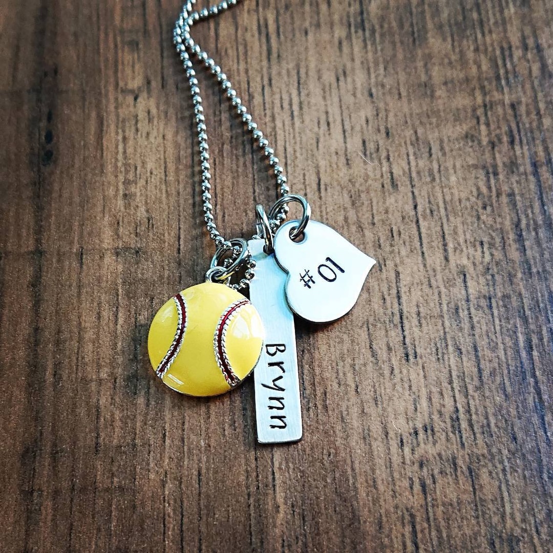 Personalized Softball Necklace Softball Team Gift Softball Senior Gift ...