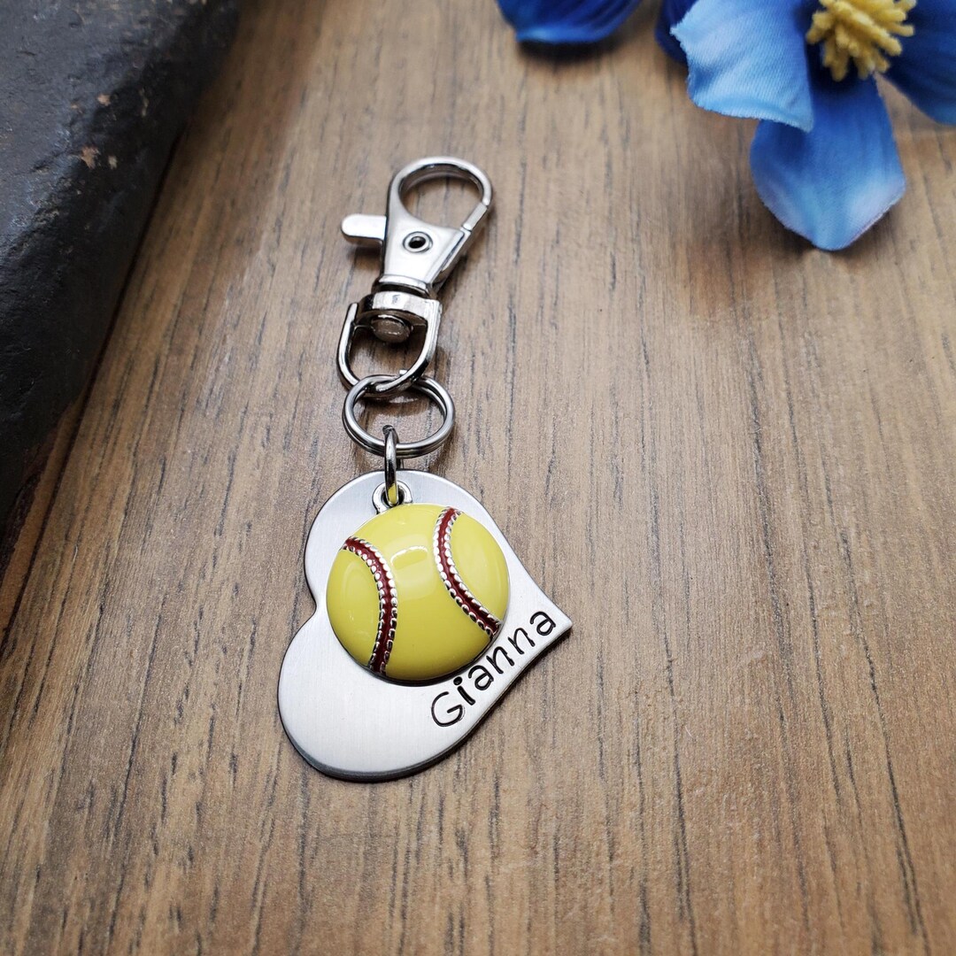 Personalized Softball Bag Tag, Key Chain Gift for Girls, Softball Team ...
