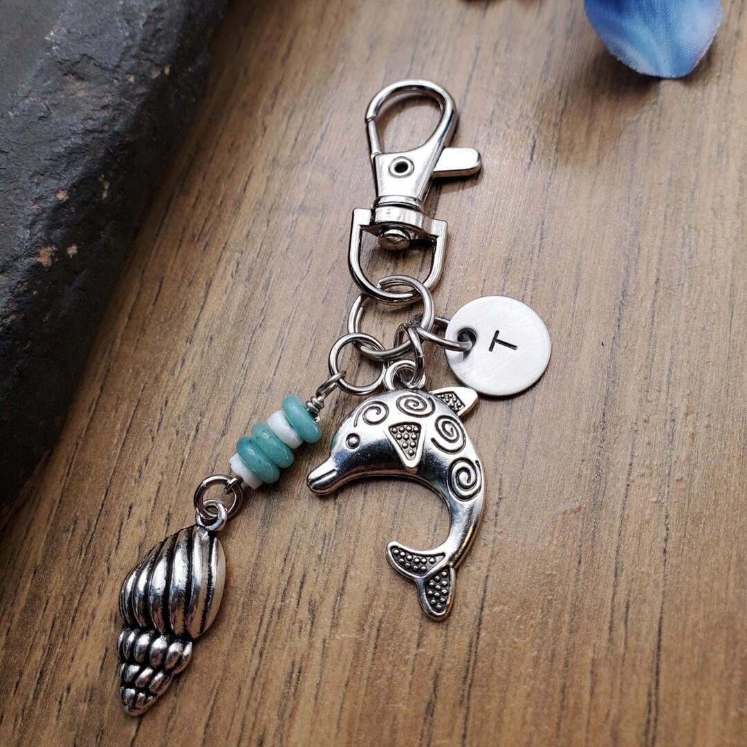 Dolphin Keychain, Dolphin Gift, Beach Key Ring, Ocean Lover Gift, Bag ...