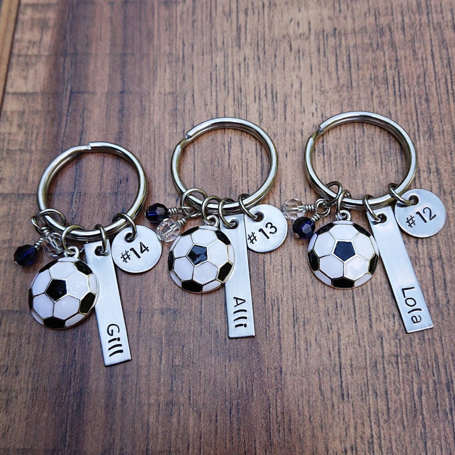 Hand Stamped Personalized Soccer Keychain Soccer Team Gift - Etsy