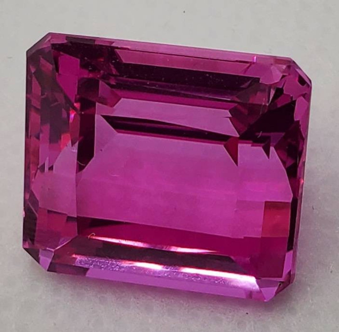Step Cut Hot Pink Topaz. 16x17mm - Etsy
