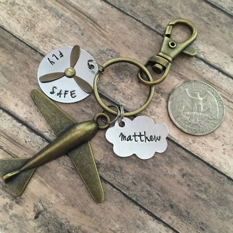 Airplane Keychain Pilot Gift Fly Safe Keychain Cloud - Etsy