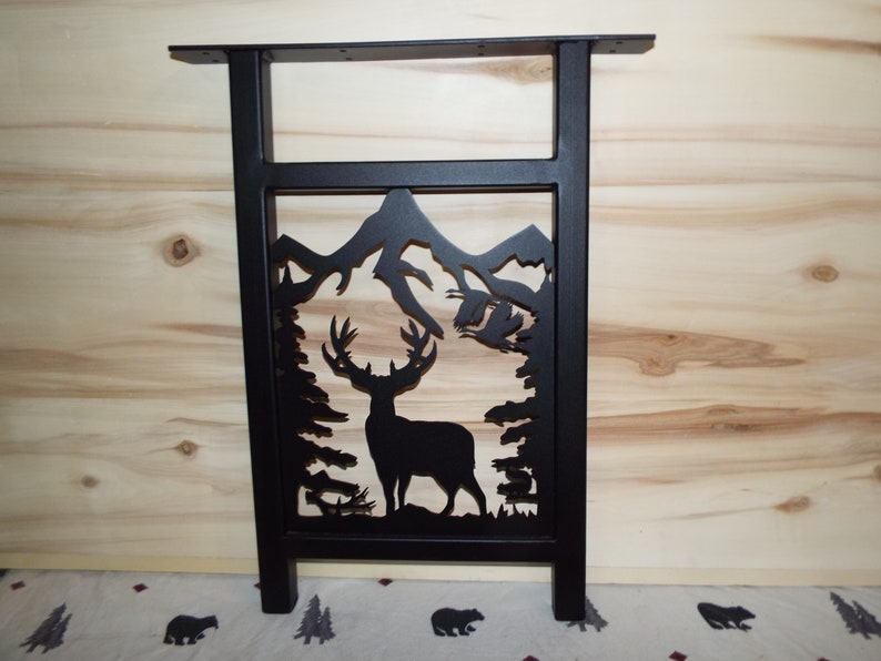 Laser Cut Steel Mule Deer Scene and Bugling Elk Scene Industrial Table ...