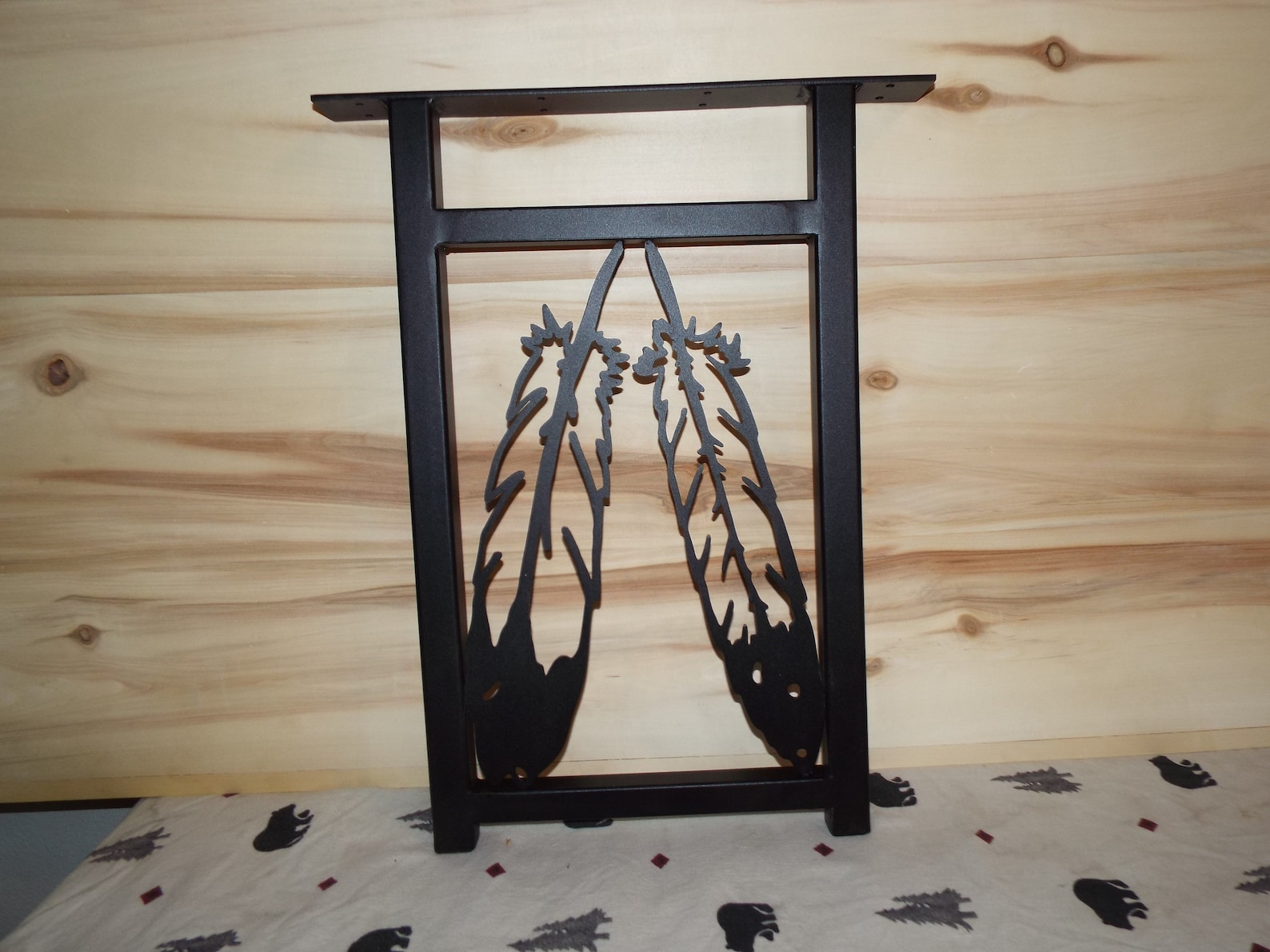 Awesome Laser Cut Steel End Table Legs With a Pair of Eagle Feathers ...