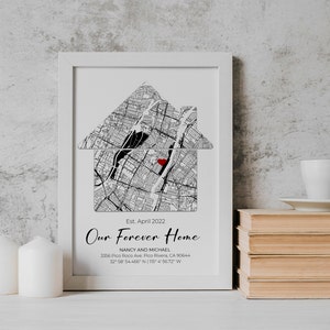 Custom Home Map, First Time Home Buyer, Personalized Housewarming Gift ...