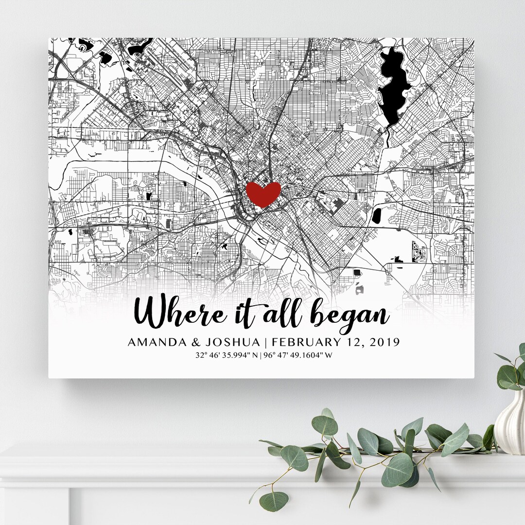 Wedding Gift for Couple, Bride and Groom Gift, Custom Location Map ...