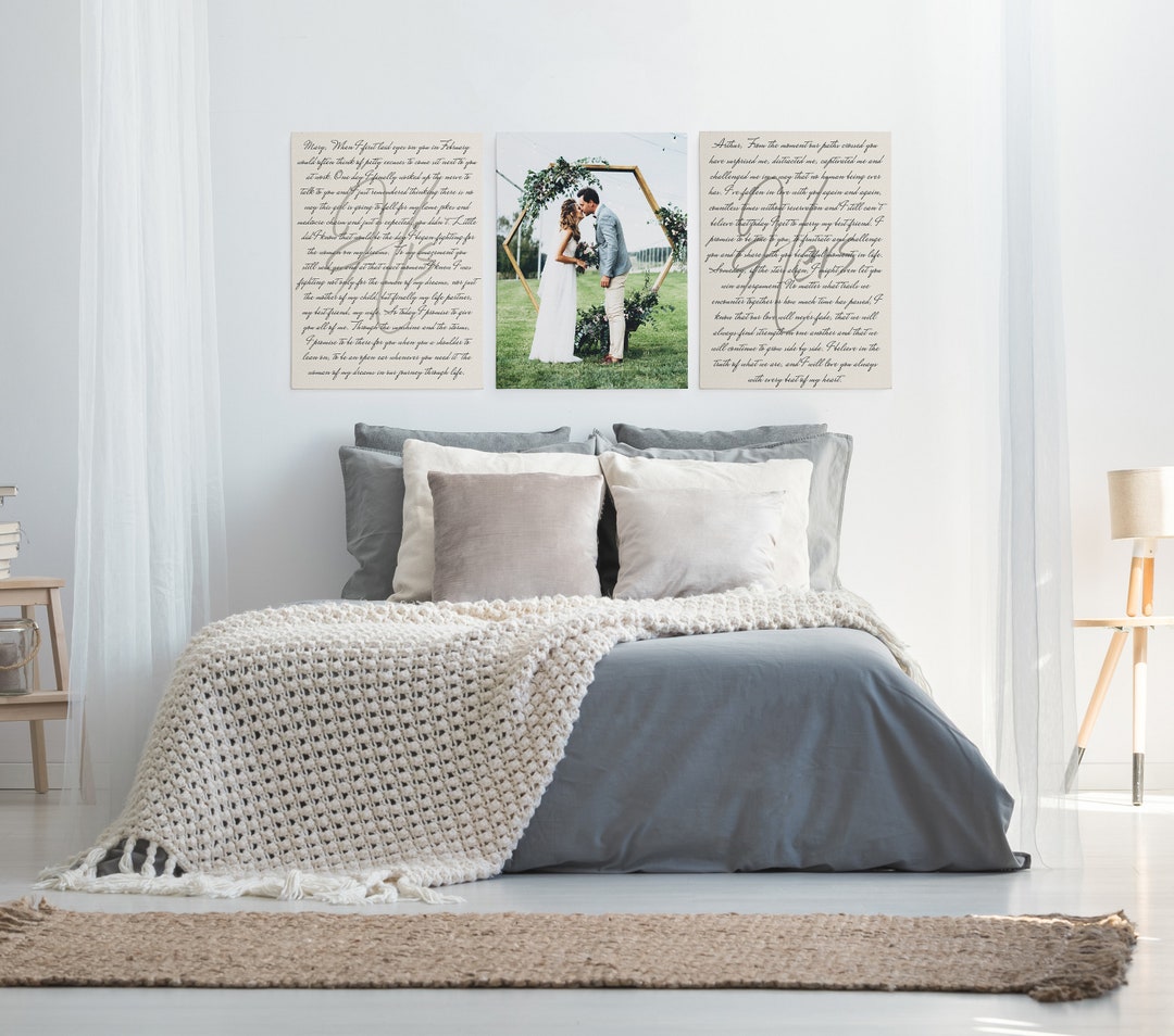 Set of 3 Wedding Vows Canvas, Anniversary Gift Canvas With Photo ...