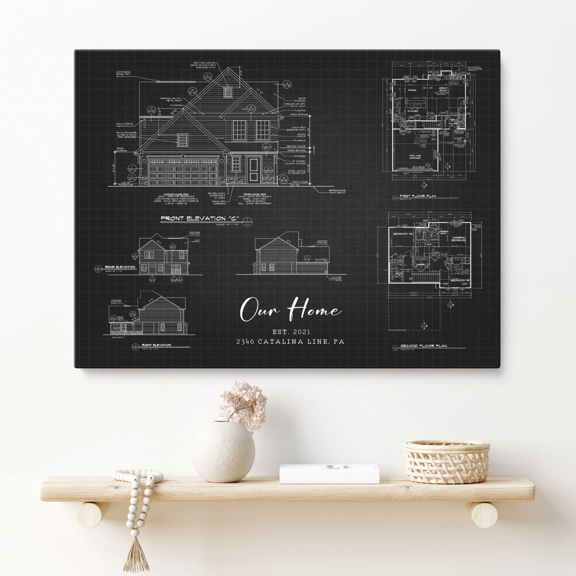 Custom Blueprint House Poster, Custom Digital Floor Plan, Custom Home ...