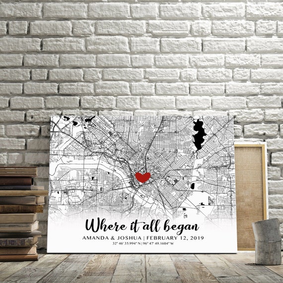 Where We Met Map Personalized Where It All Began Map, Love Map Print ...