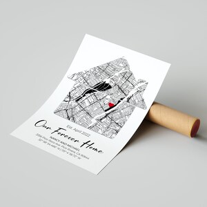 Custom Home Map, First Time Home Buyer, Personalized Housewarming Gift ...