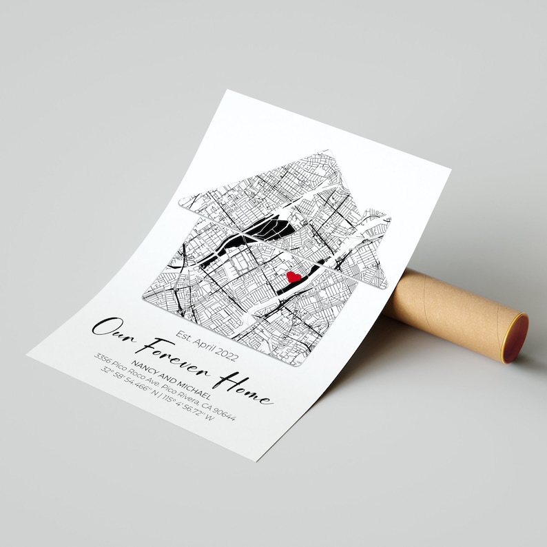 Custom Home Map, First Time Home Buyer, Personalized Housewarming Gift ...