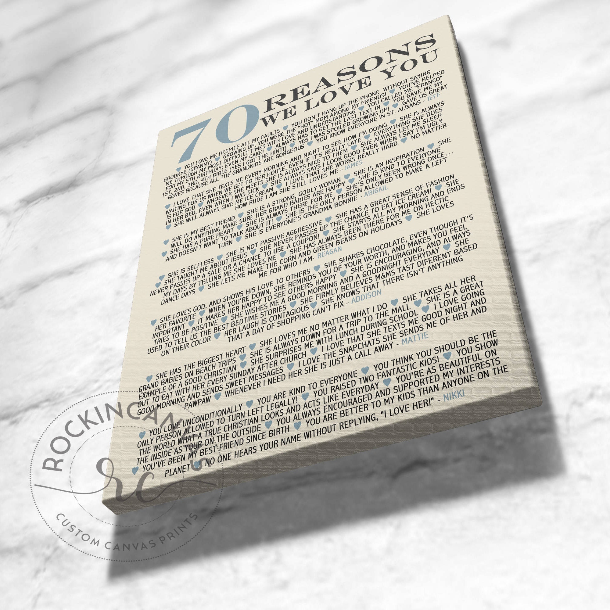 70th Birthday Present Reasons We Love You 30th 40th 60th - Etsy