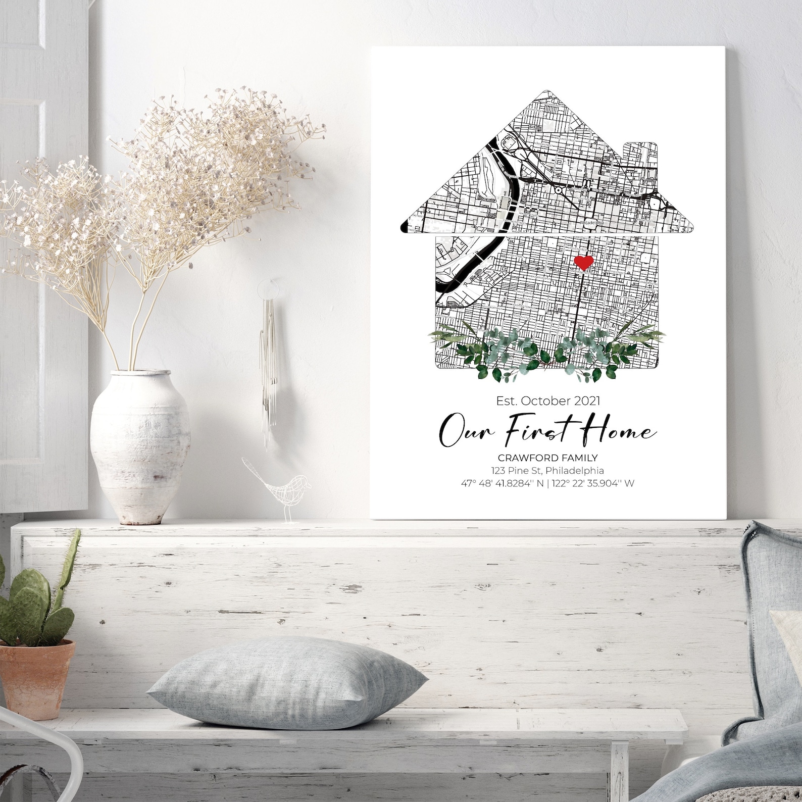 Custom Home Map First Time Home Buyer Personalized - Etsy