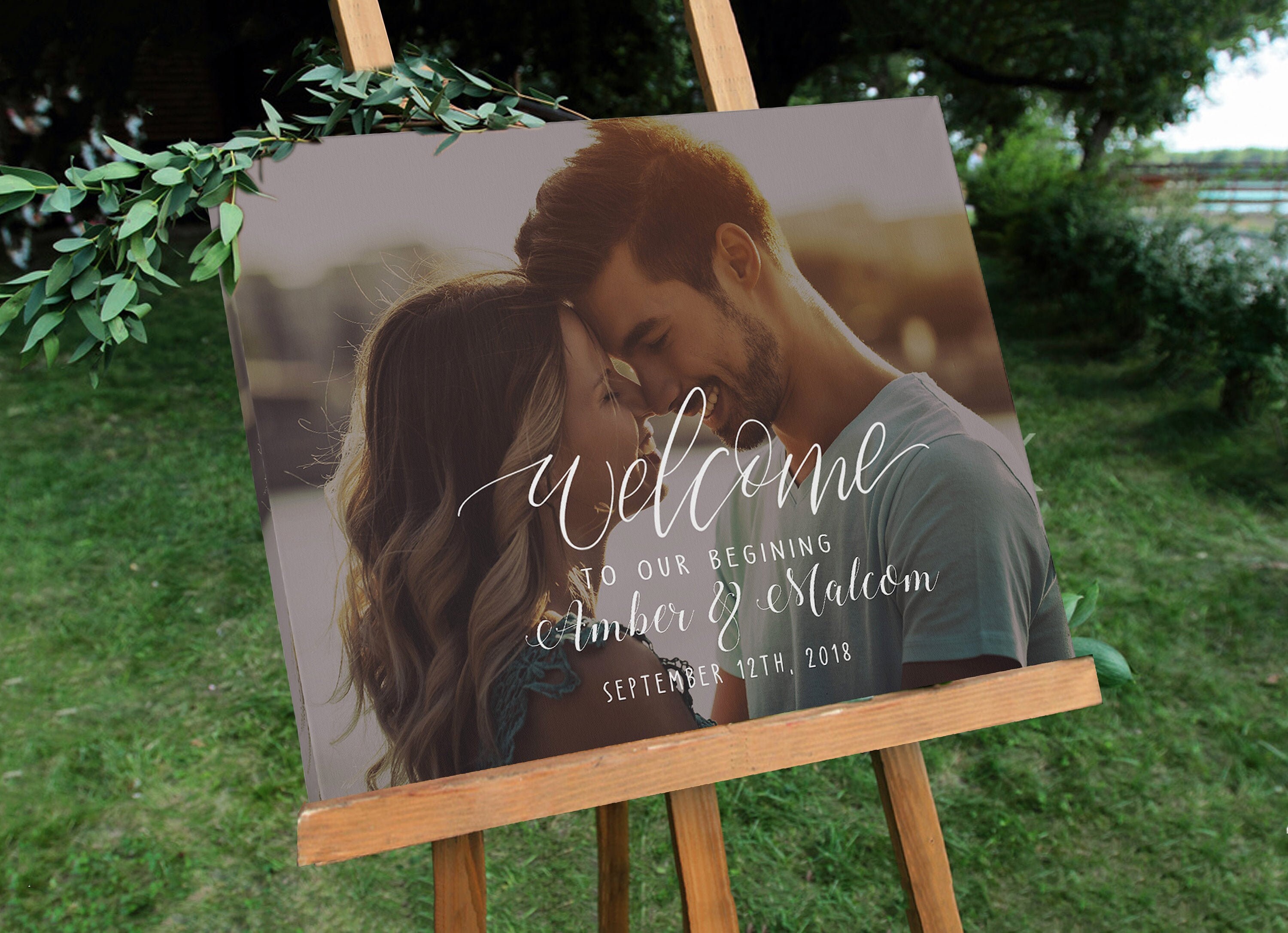 Photo Wedding Sign Welcome Wedding Sign Custom Wedding Sign | Etsy