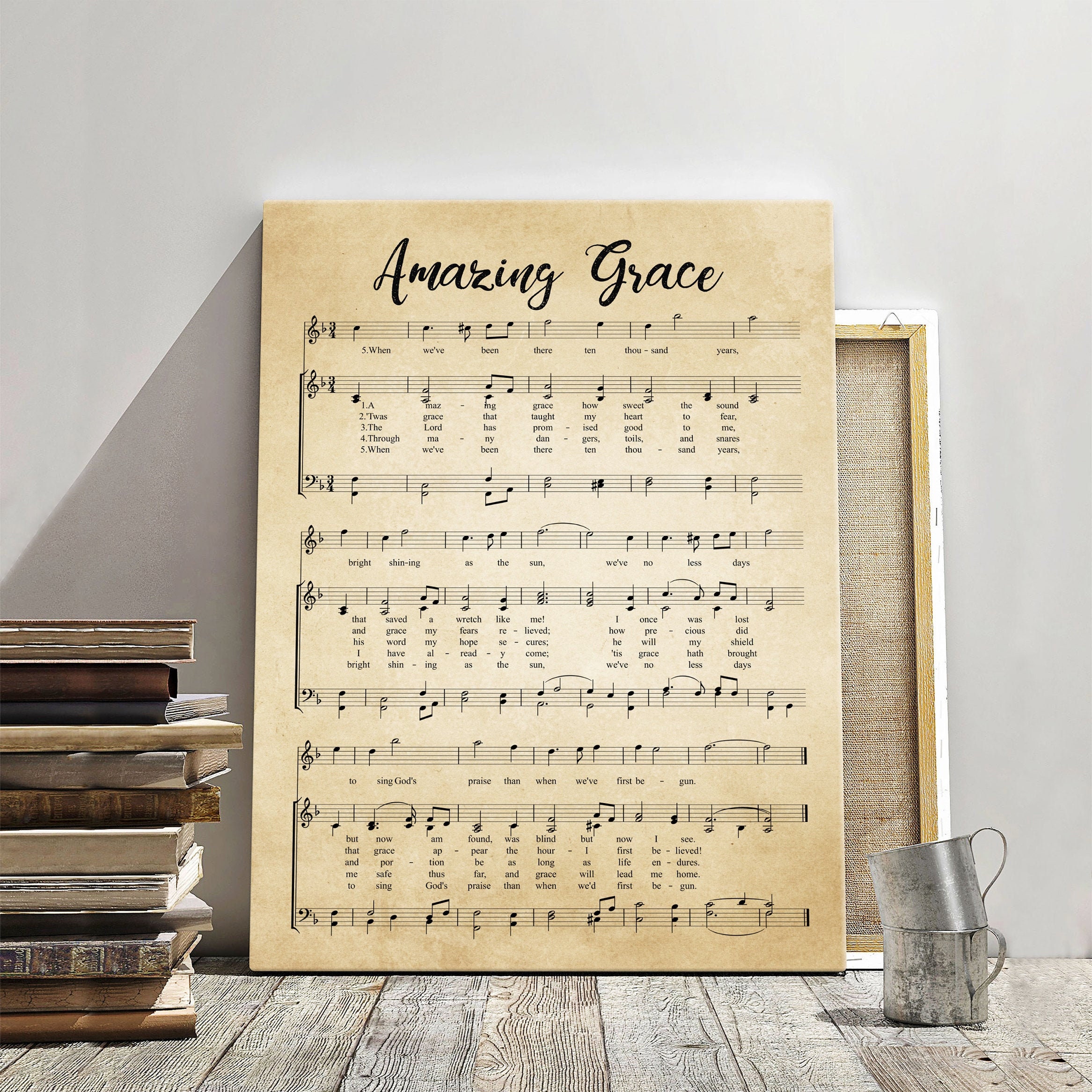 Amazing Grace Print, Amazing Grace Music Sheets Printable Vintage Sheet ...