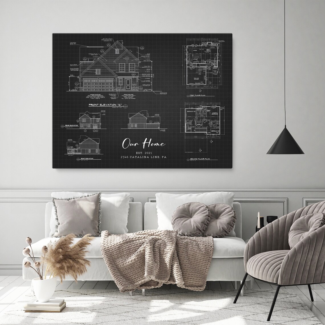 Custom Blueprint House Poster, Custom Digital Floor Plan, Custom Home ...