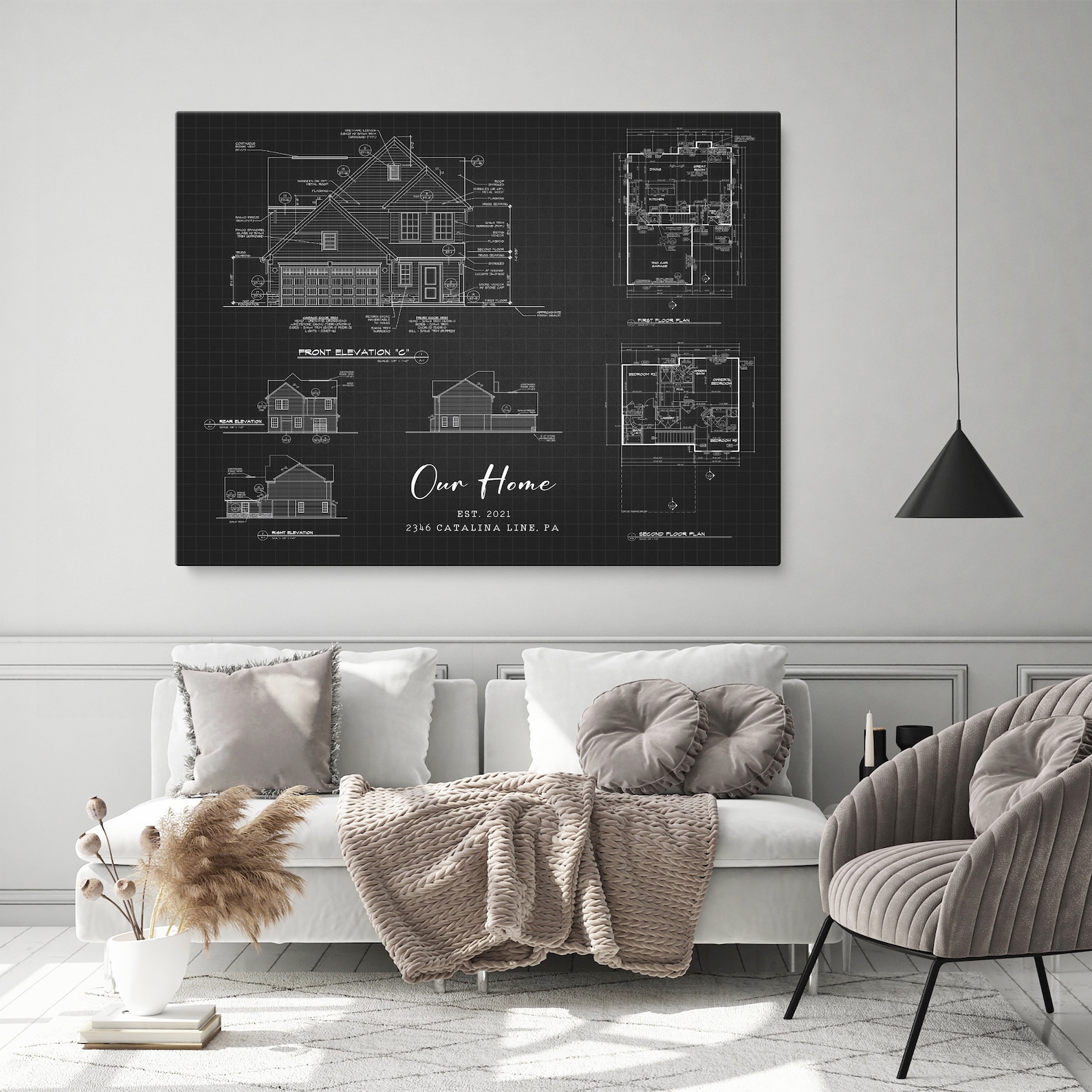 Custom Blueprint House Poster, Custom Digital Floor Plan, Custom Home ...