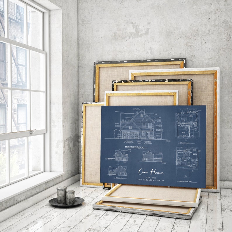 Custom Blueprint House Poster, Home Floor Plan, Print, Canvas or Framed ...