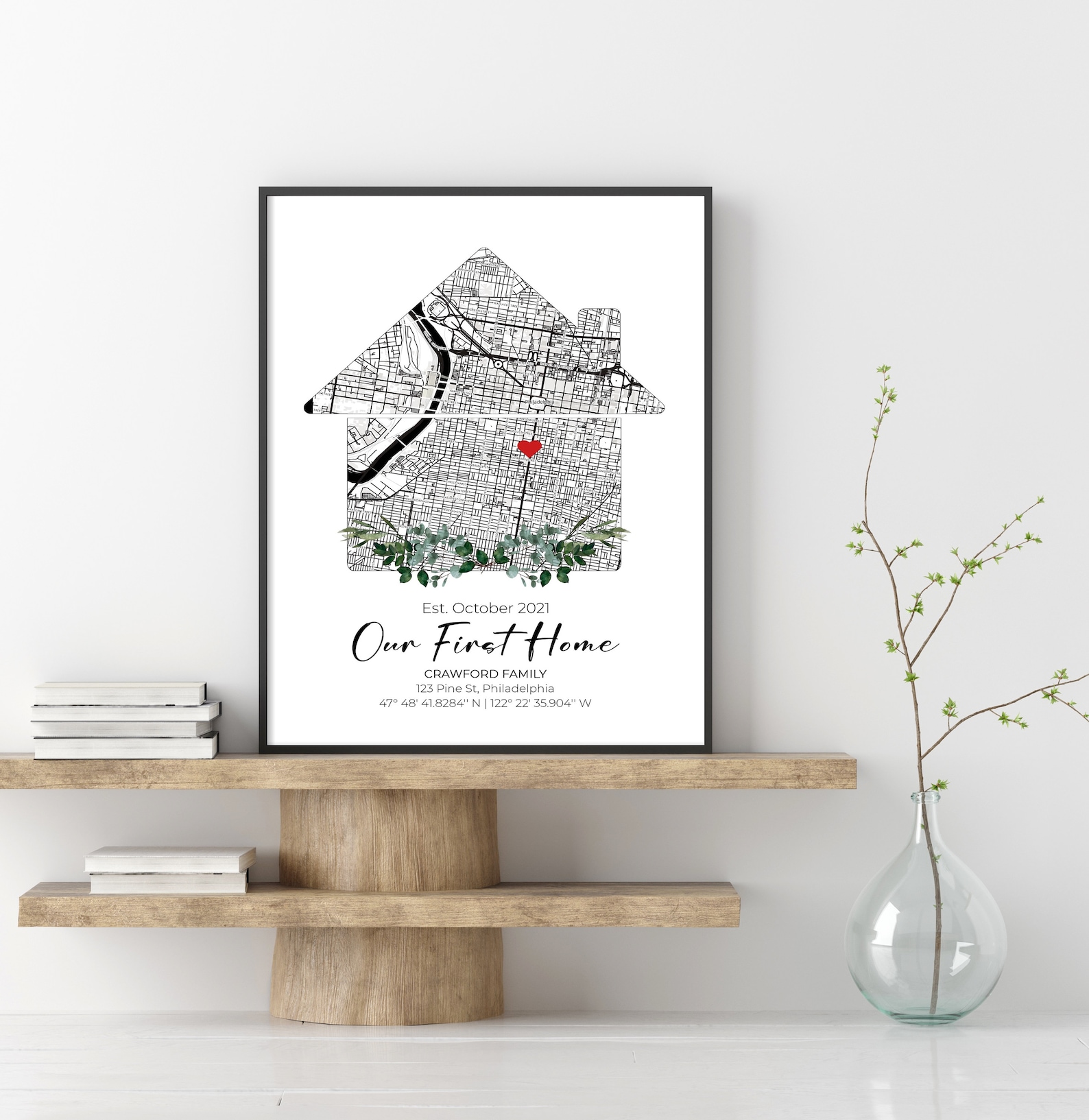 Custom Home Map First Time Home Buyer Personalized - Etsy