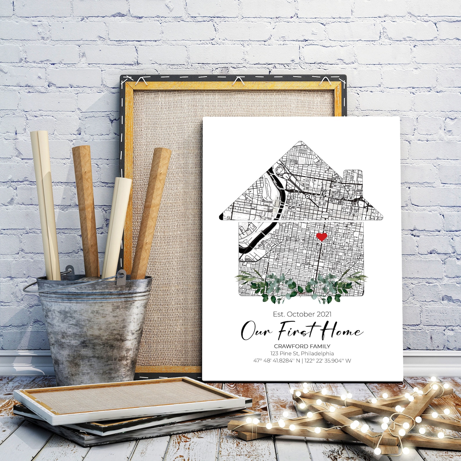 Custom Home Map First Time Home Buyer Personalized - Etsy
