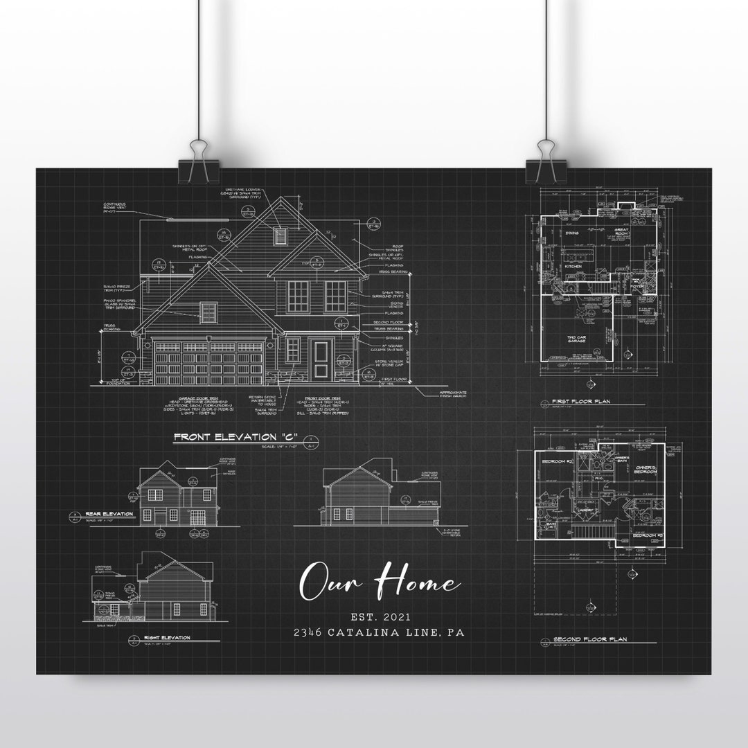 Custom Blueprint House Poster, Custom Digital Floor Plan, Custom Home ...