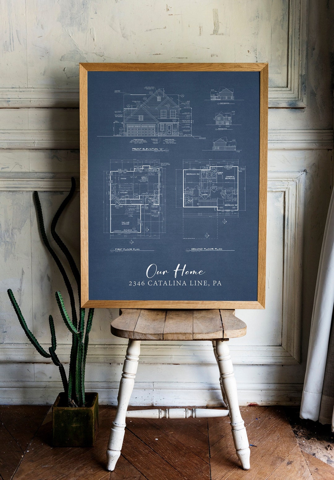 Architectural Blueprint Wall Art, First Home Plan Gift, Our New House ...