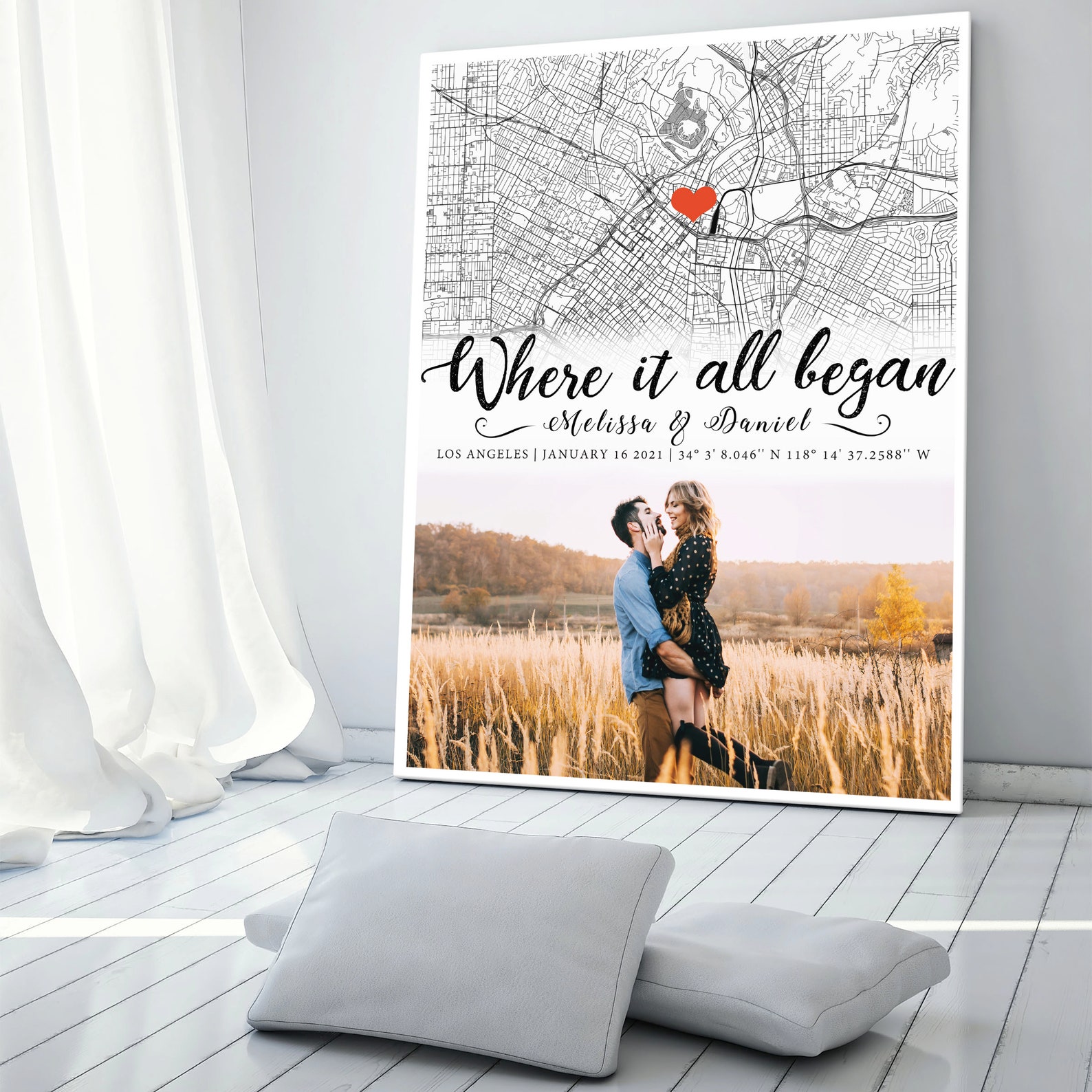 Couple Gift Map Engagement Gift Engagement Custom Gift Map | Etsy