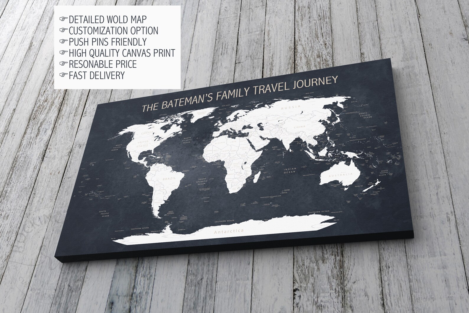 Push Pin Travel Map World Map Canvas Our Travel Adventures | Etsy