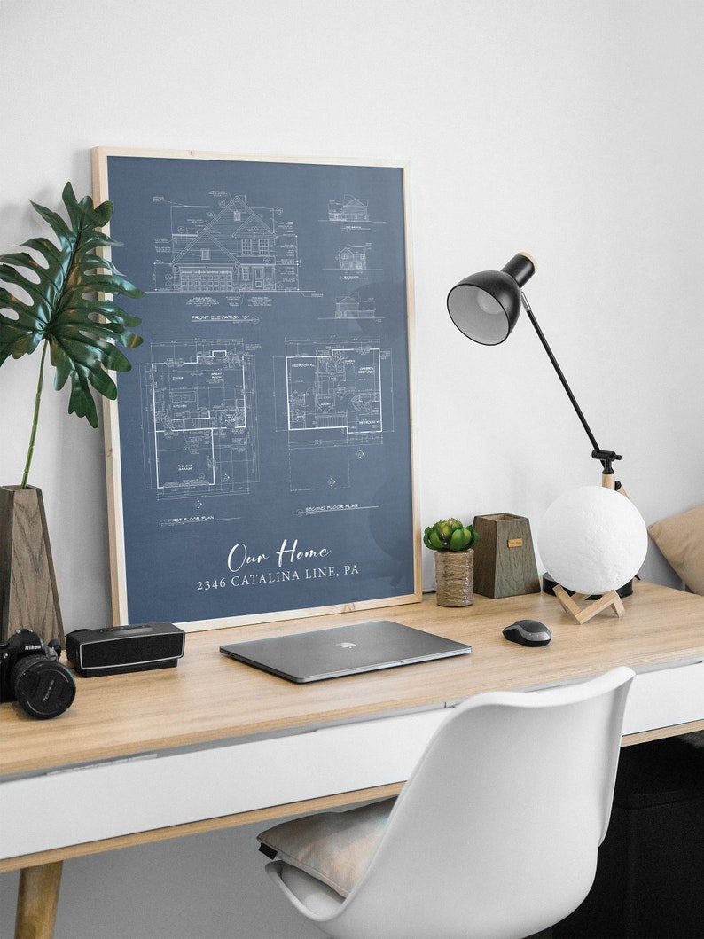 Architectural Blueprint Wall Art, First Home Plan Gift, Our New House ...