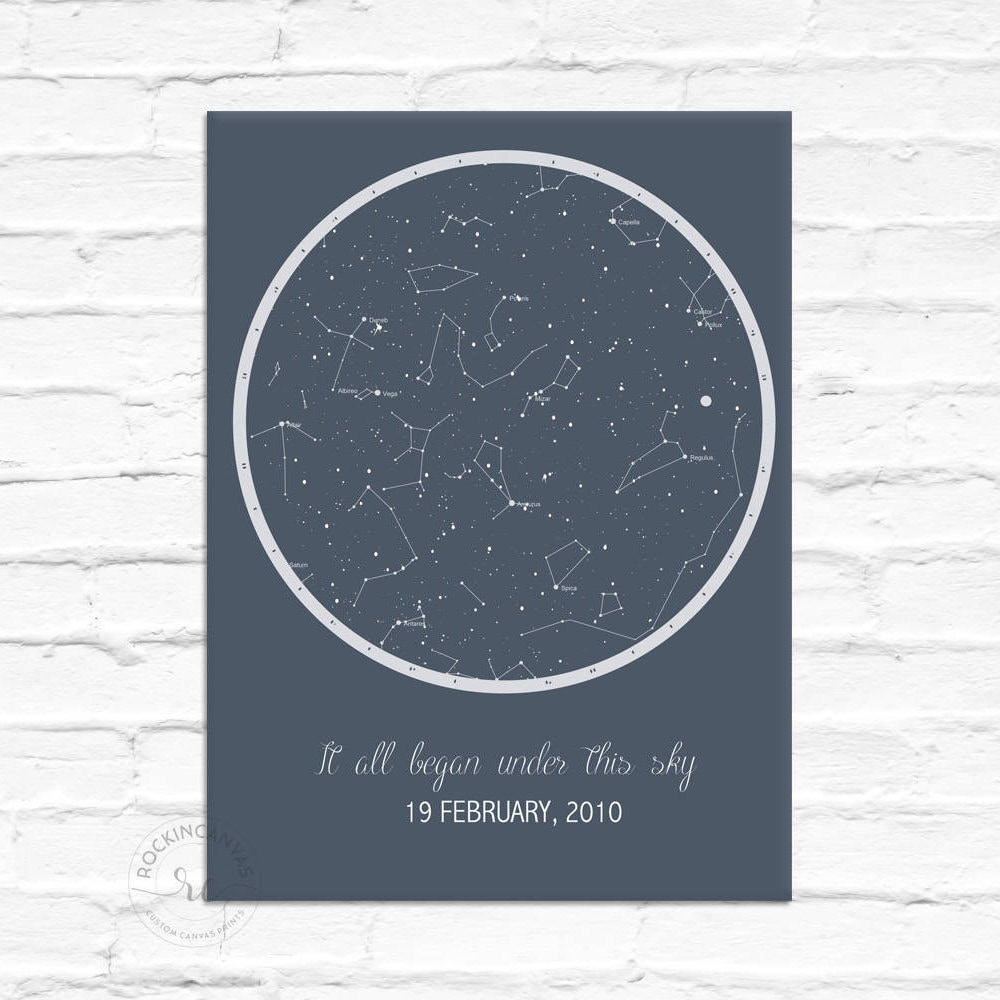 Custom Sky Map Sky Map Art Star Map Canvas Personalized - Etsy