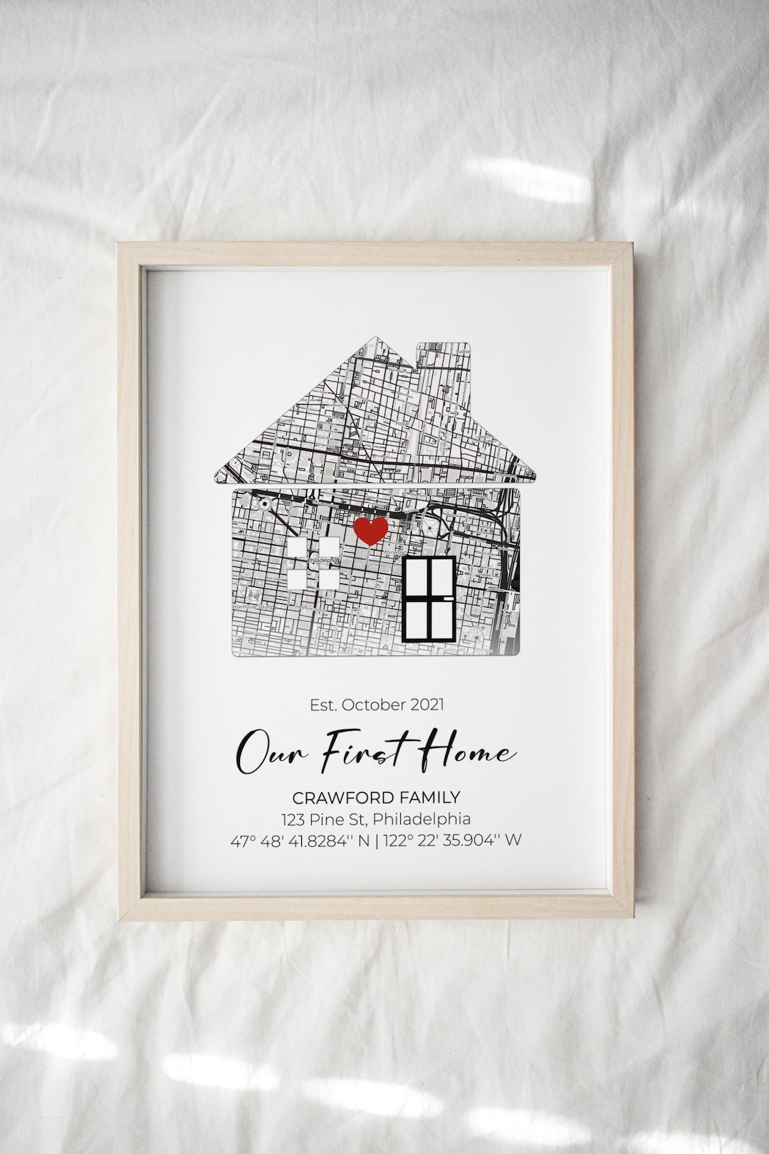 First Home Gift, Housewarming Gift, First Home Map, Our First Home ...