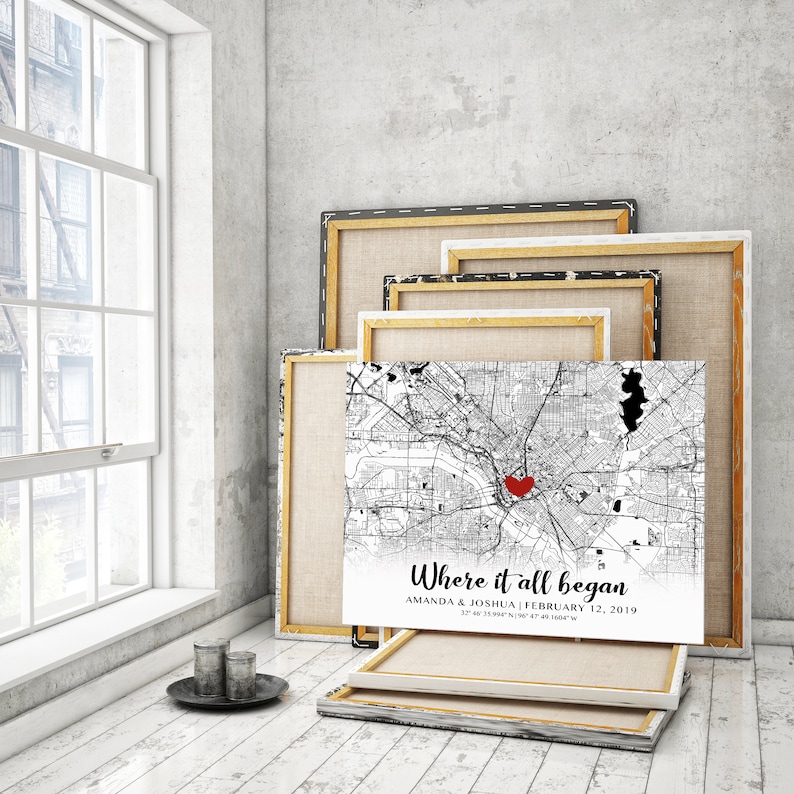 Wedding Gift for Couple, Bride and Groom Gift, Custom Location Map ...
