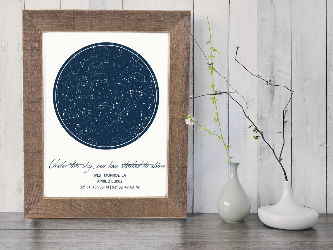 Custom Star Map Framed Star Map Constellation Map Wedding | Etsy