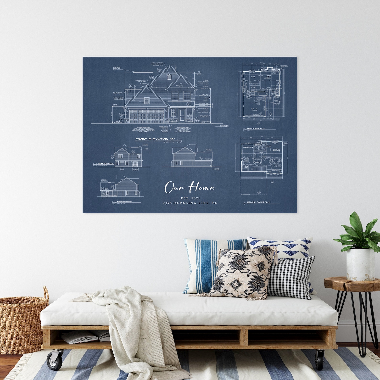Custom Blueprint House Poster, Home Floor Plan, Print, Canvas or Framed ...