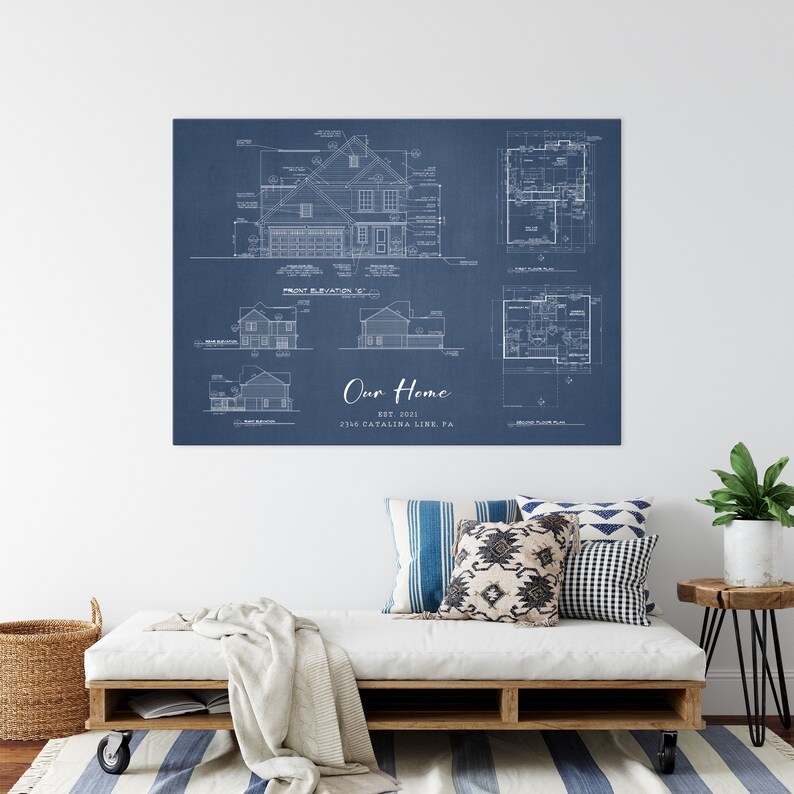 Custom Blueprint House Poster, Home Floor Plan, Print, Canvas or Framed ...