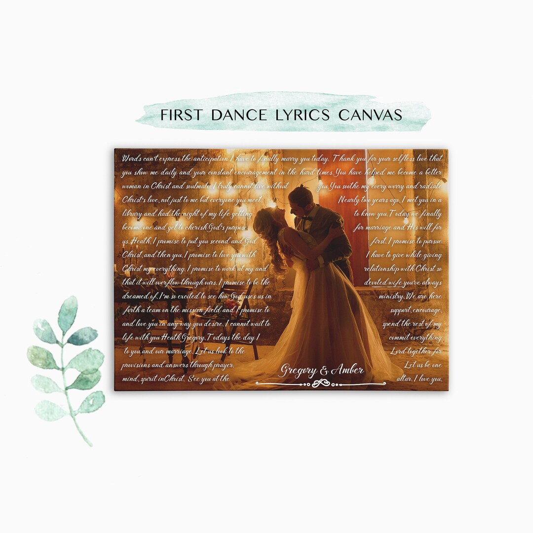 First Dance Lyrics Canvas, Wedding First Dance Lyrics Print, Lyrics ...