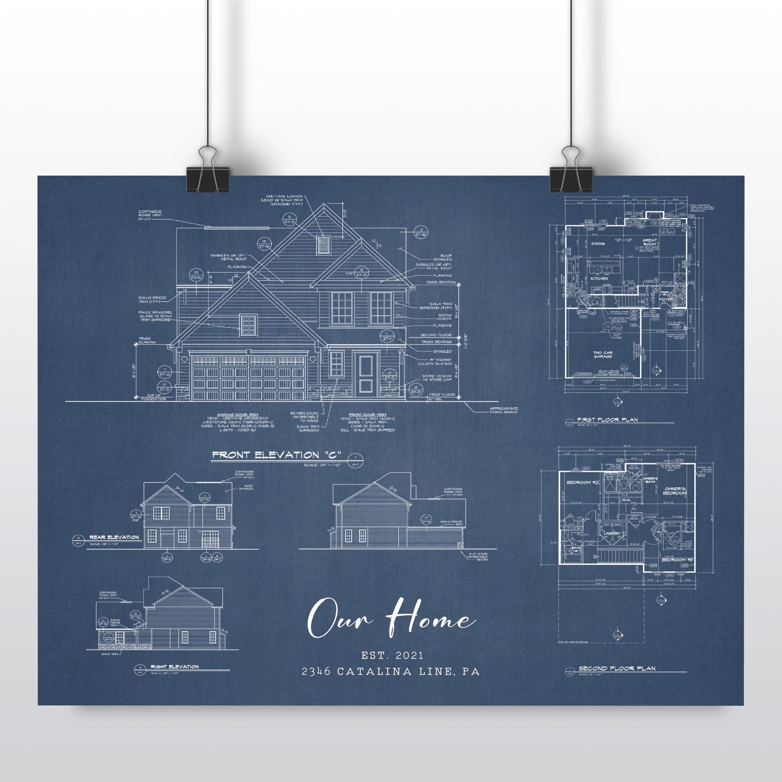 Custom Blueprint House Poster, Home Floor Plan, Print, Canvas or Framed ...