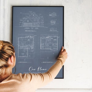 Architectural Blueprint Wall Art, First Home Plan Gift, Our New House ...
