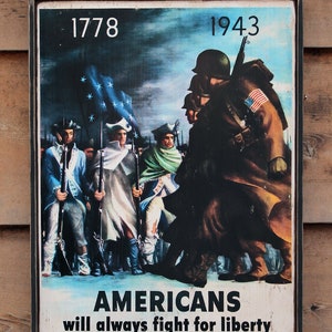 Vintage Wooden Sign 'fight for Liberty'. American WW2 Reproduction - Etsy