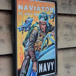 Distressed Wooden Sign ' Naviator - the Navy Man Who Flys! '. US Navy ...