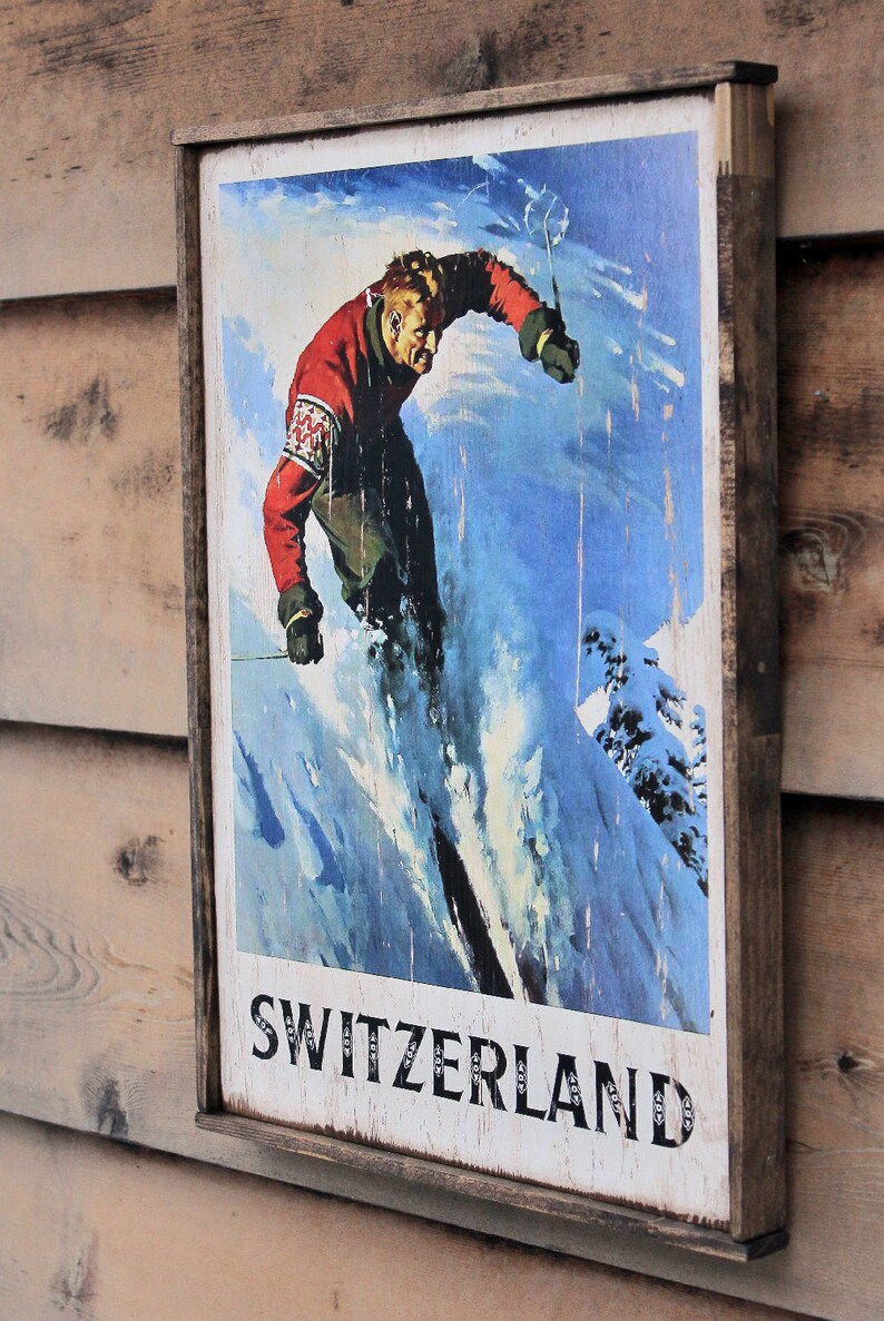 Vintage Wooden Sign 'ski Switzerland' Reproduction - Etsy