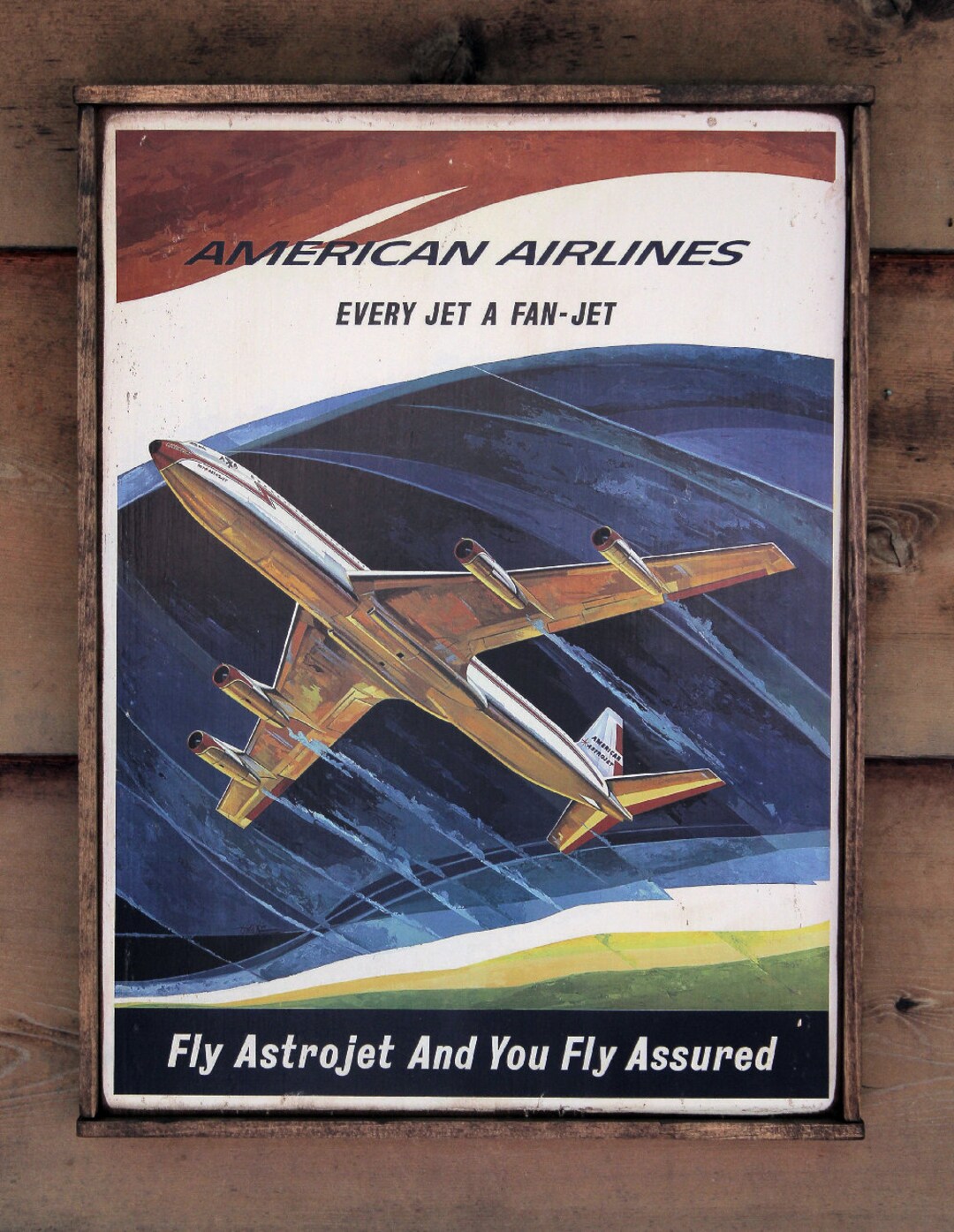 Distressed Wooden Sign 'american Airlines Astrojet' Reproduction ...